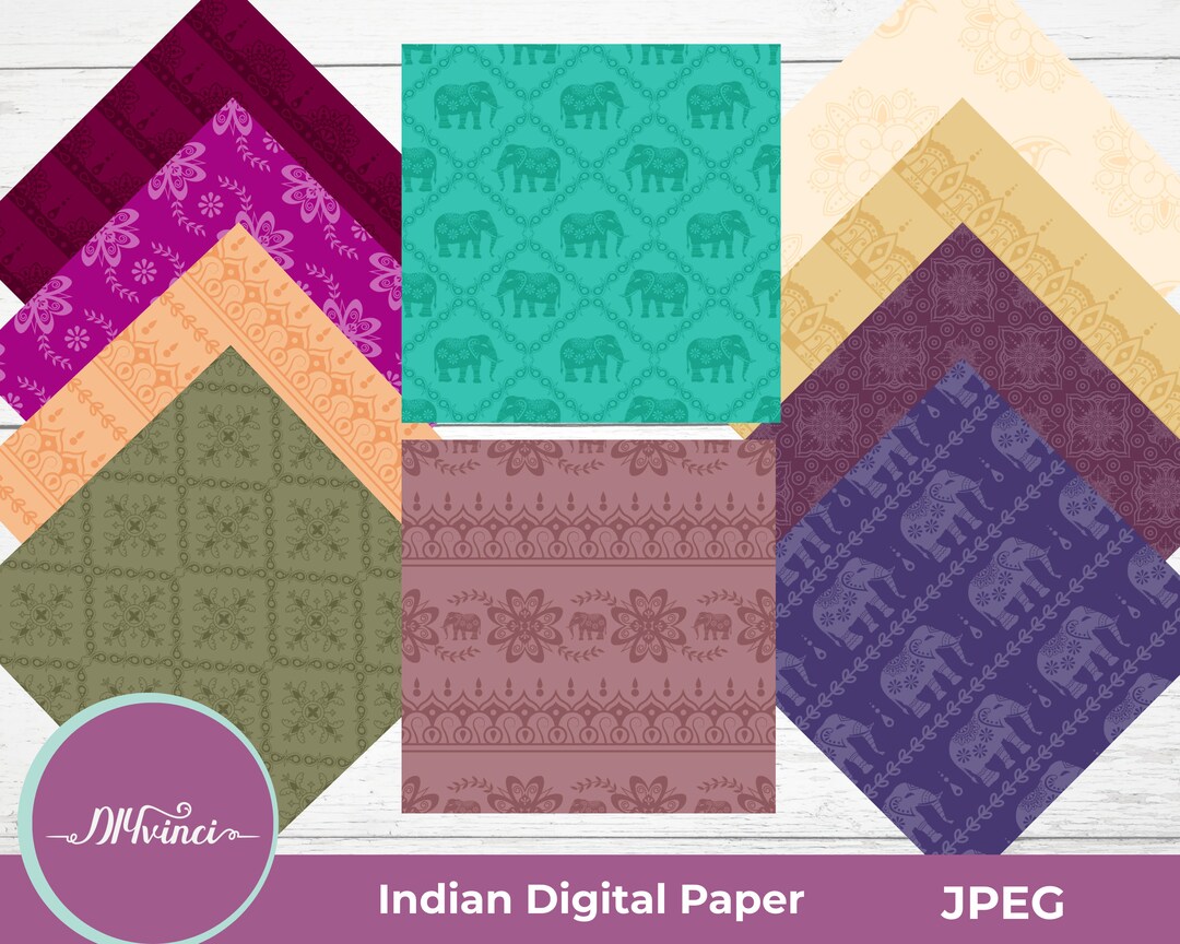 Seamless Indian Style Digital Paper Pack - 10 JPEG - Personal ...