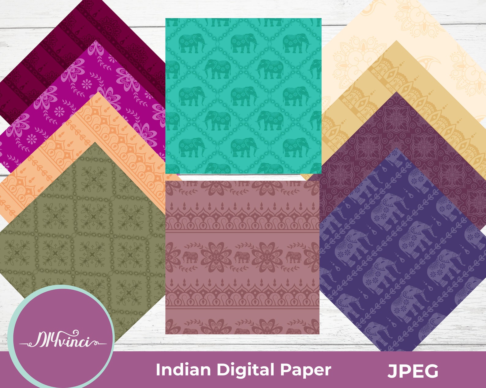 Seamless Indian Style Digital Paper Pack - 10 JPEG - Personal ...