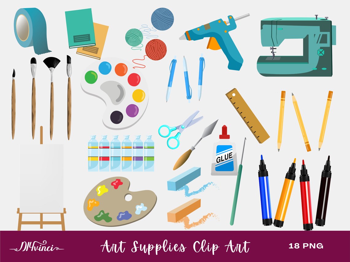 Art and Craft Supplies Clip Art 18 PNG Personal & | Etsy