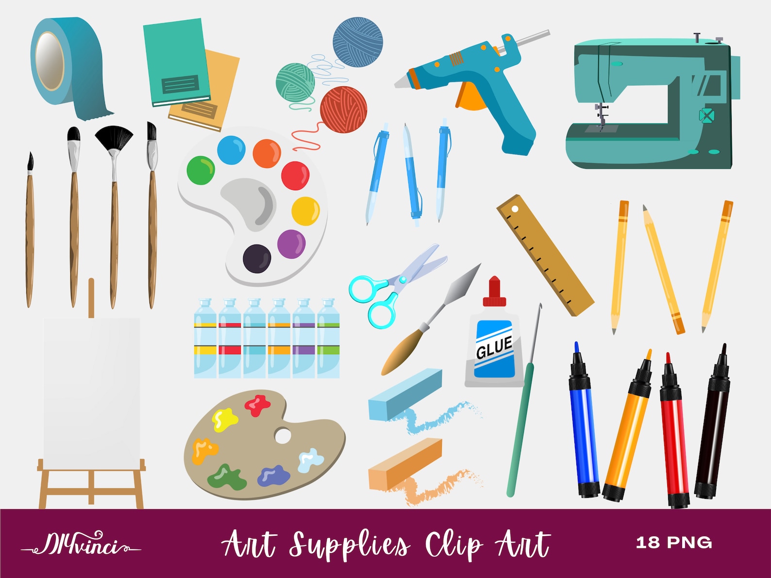 Art and Craft Supplies Clip Art 18 PNG Personal & | Etsy