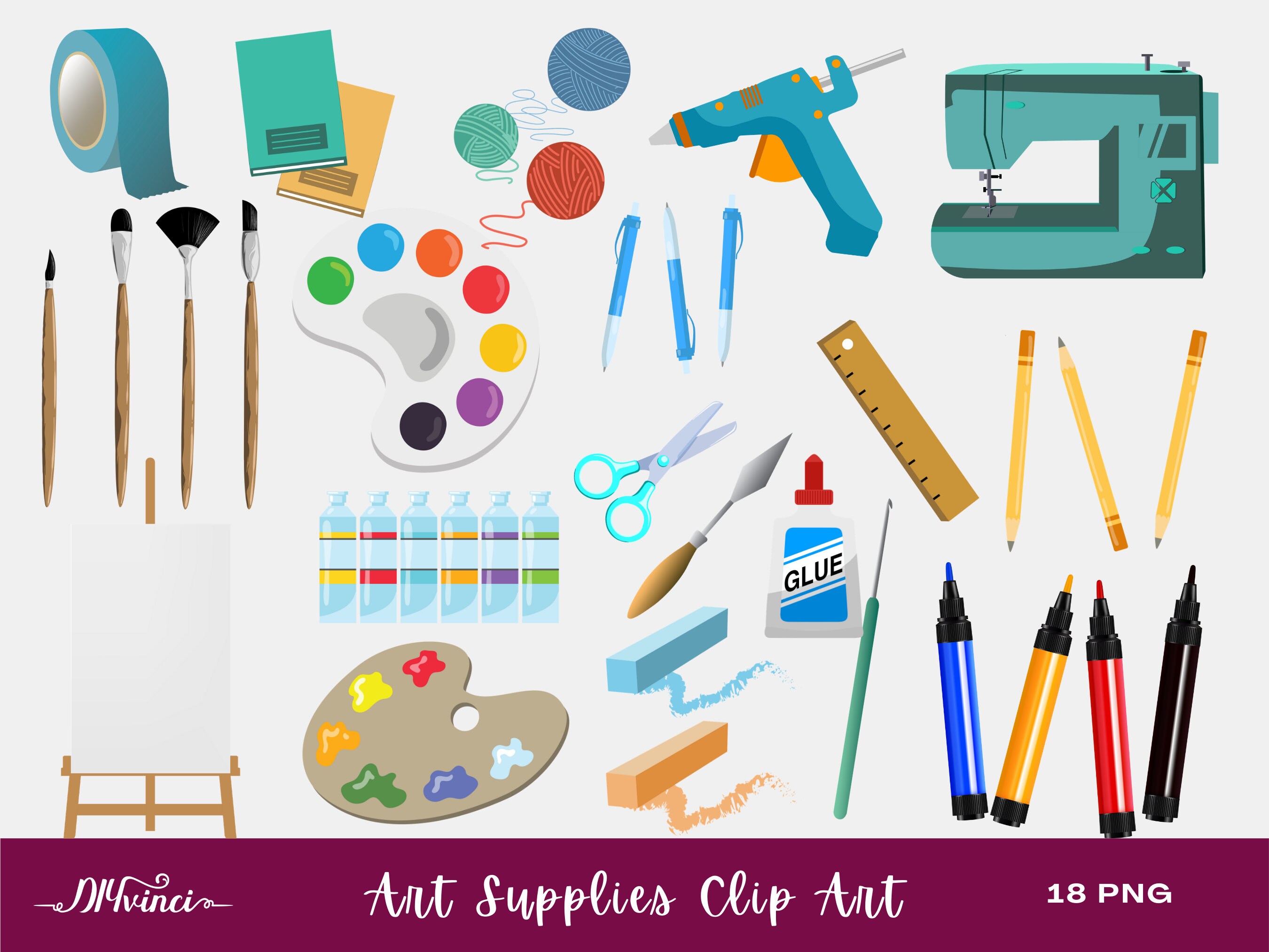 Art and Craft Supplies Clip Art 18 PNG Personal & | Etsy