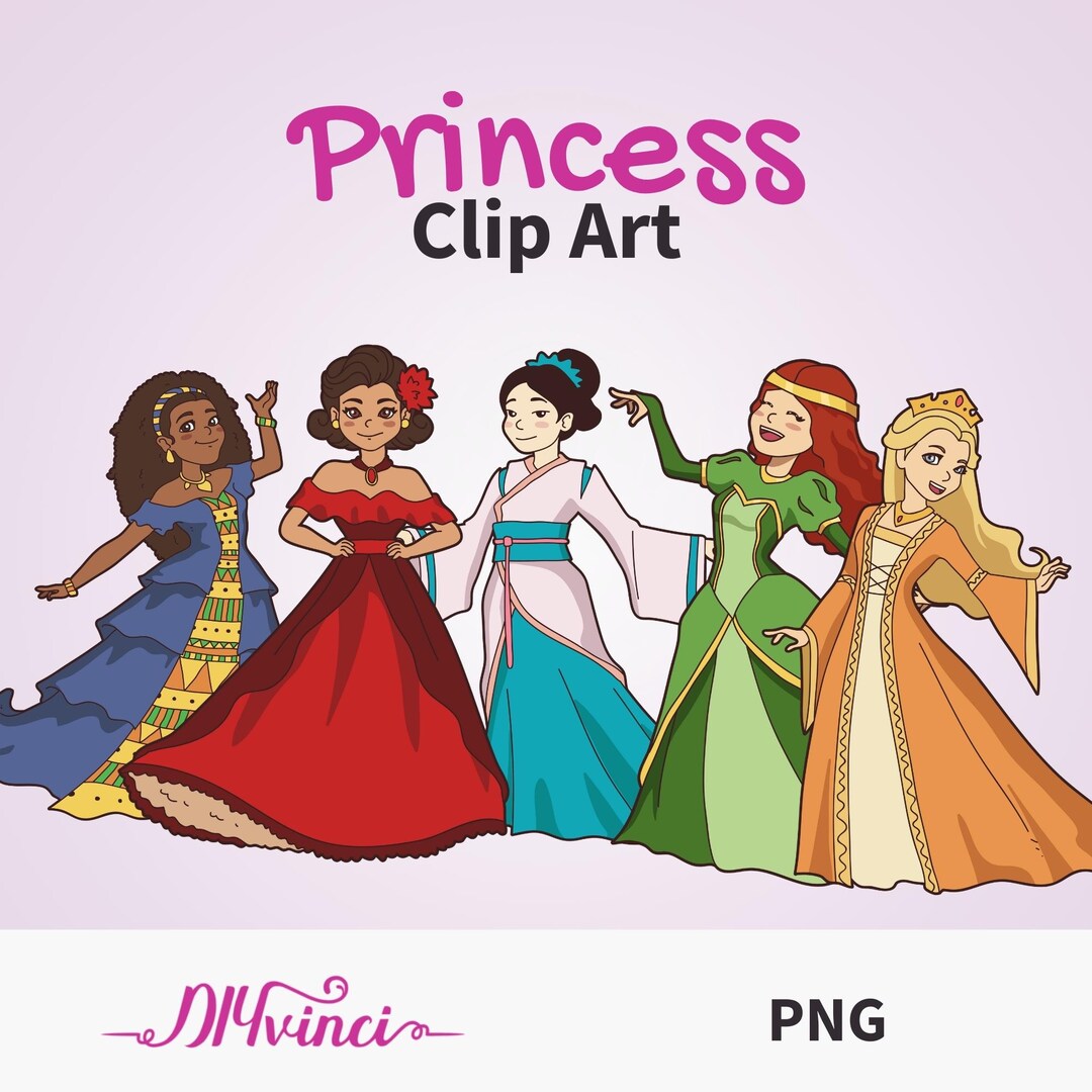 Princess Clip Art PNG Bundle - 5 Cute Royal Designs for Personal ...