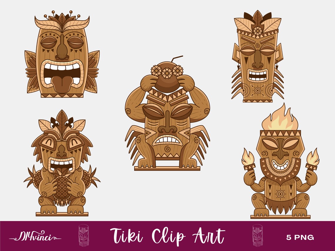 5 Tiki Clip Art PNG Personal & Commercial Use | Etsy