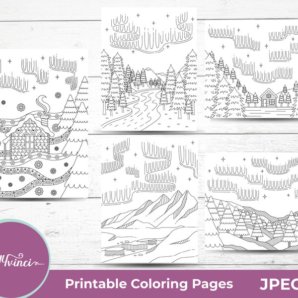 Aurora Borealis Coloring - Etsy