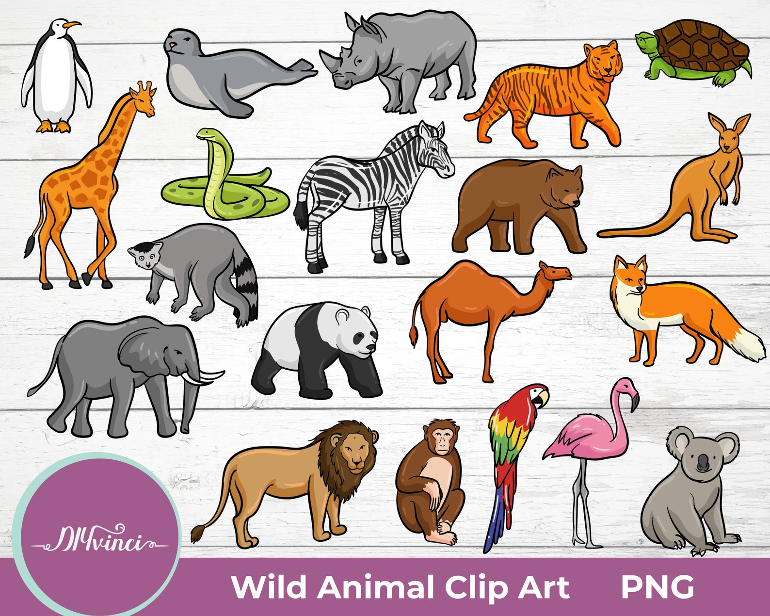 20 Wild Animal Clip Art - PNG - Personal & Commercial Use - Etsy