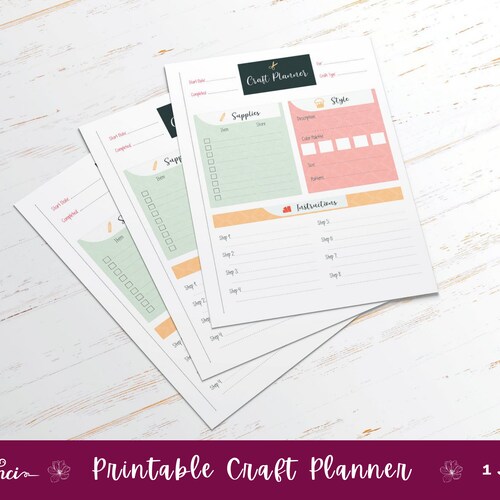 Craft Project Planner Embroidery Planner Sewing Organizer | Etsy