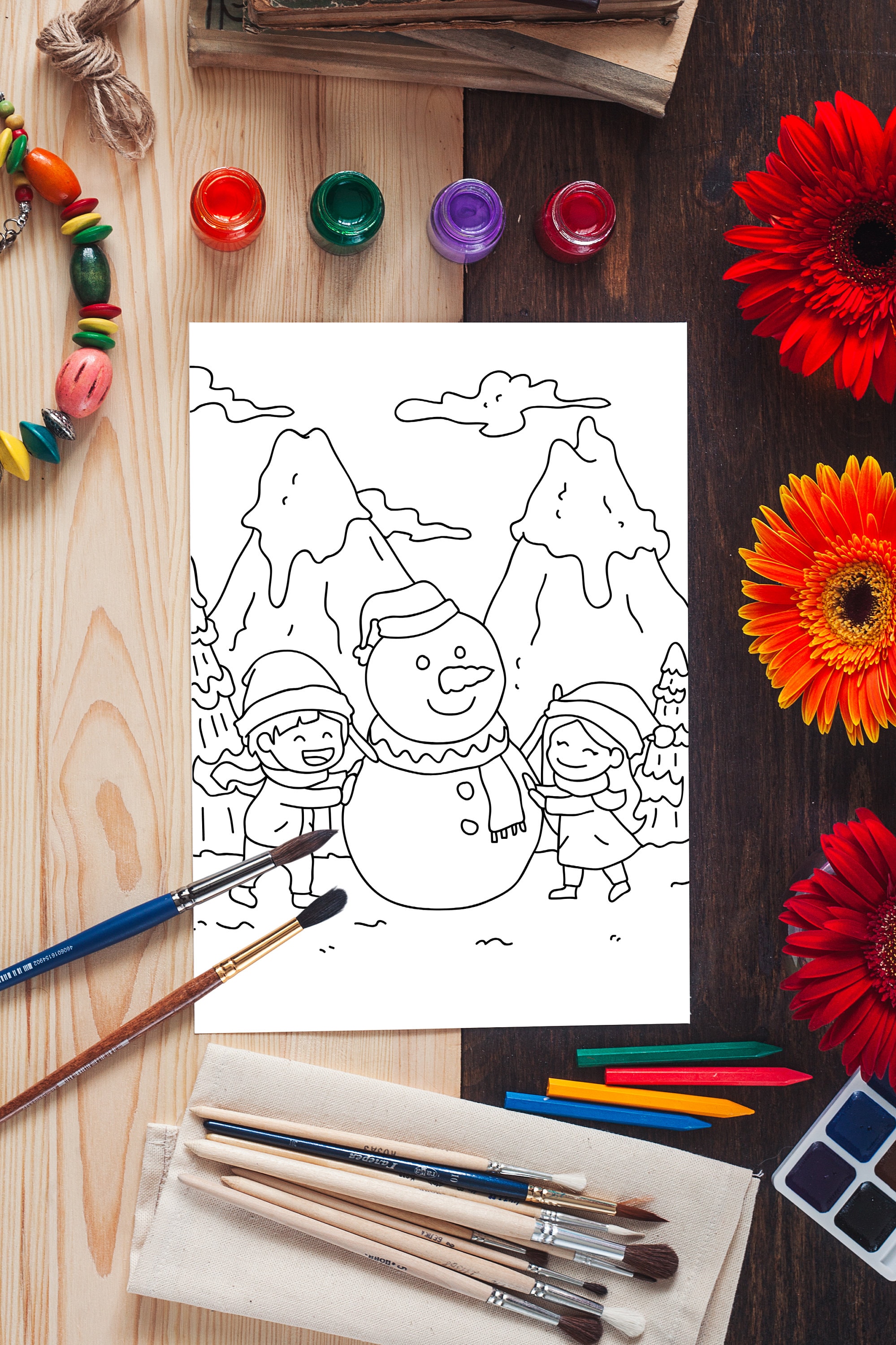 Three Printable Christmas Coloring Pages JPEG Personal & Commercial Use ...