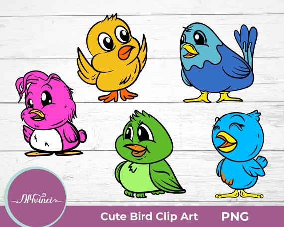 5 Cute Birds Clip Art PNG Personal & Commercial Use - Etsy