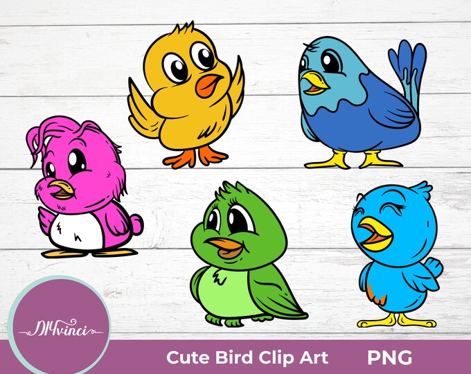 5 Cute Birds Clip Art - PNG - Personal & Commercial Use - Etsy