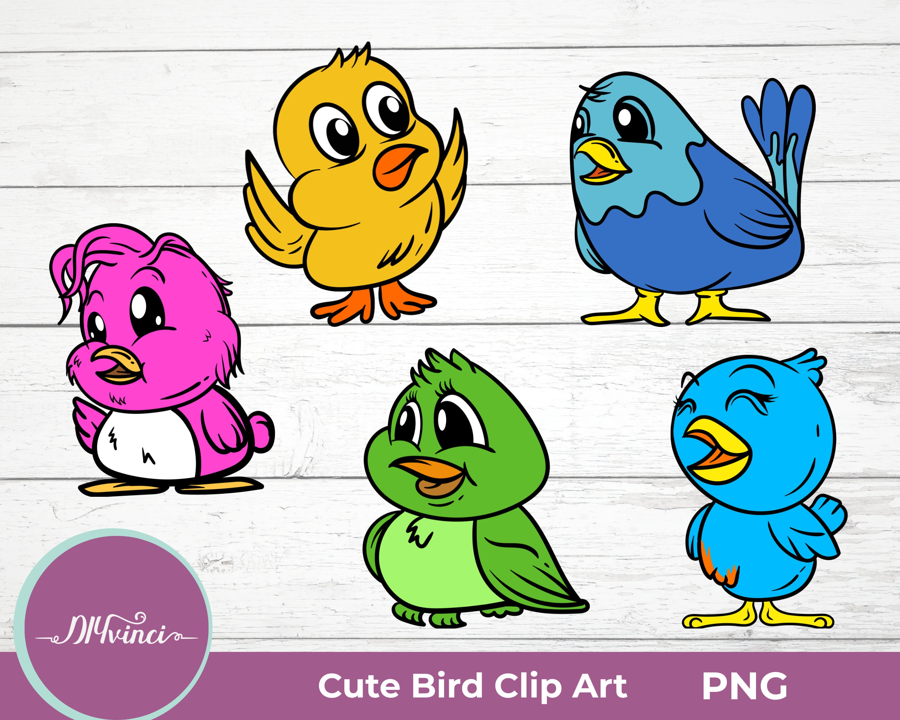 5 Cute Birds Clip Art - PNG - Personal & Commercial Use - Etsy
