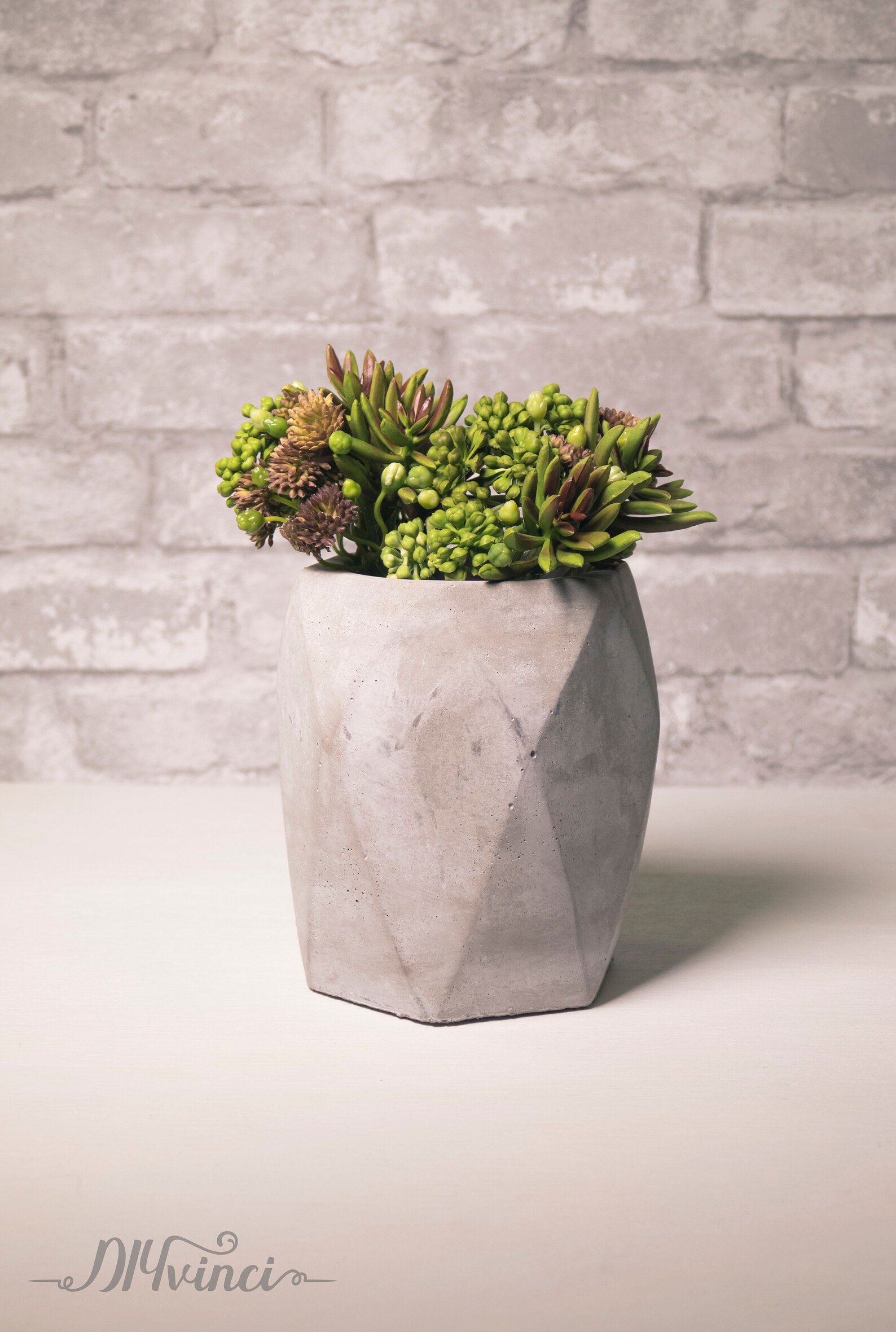 Darice® Tall Cement Planter Pot With Diamond Faceted Edges - Etsy