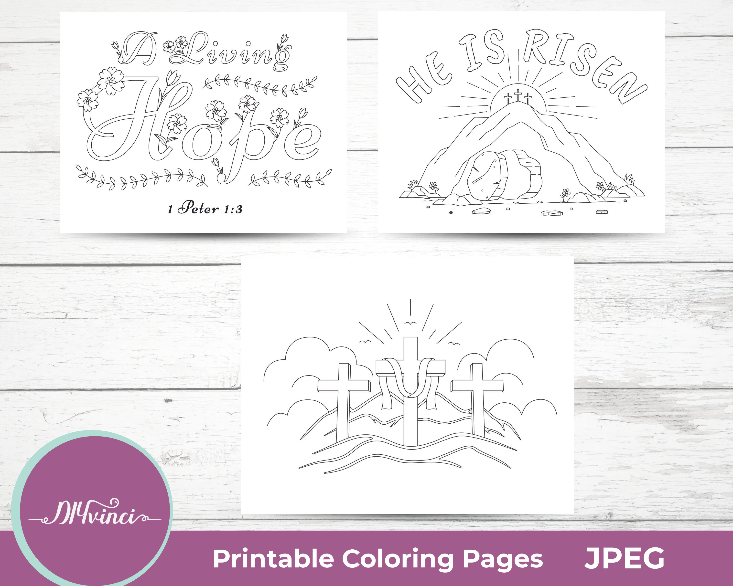 3 Printable Easter Coloring Pages - JPEG - Personal & Commercial Use - Etsy