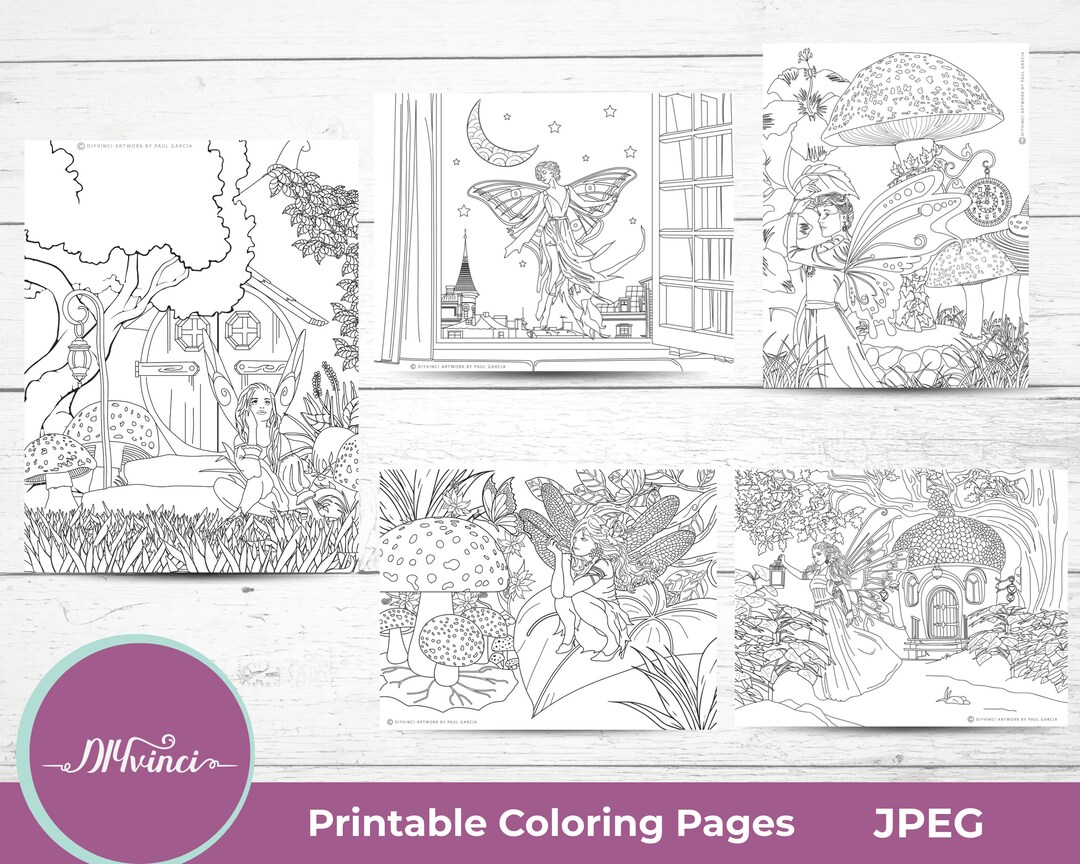 Fairy Garden Adult Coloring Printables - Etsy