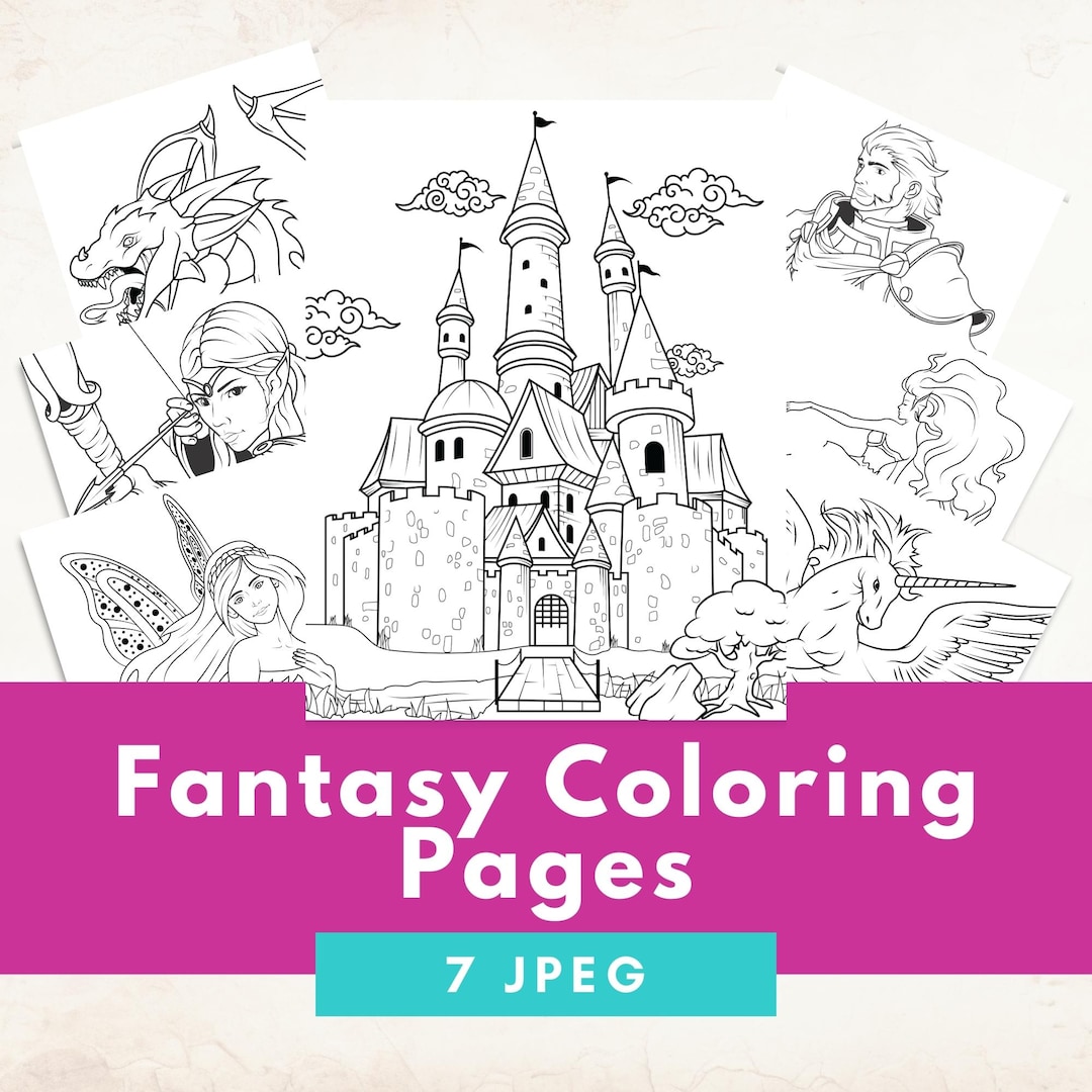 7 Printable Fantasy Coloring Pages - JPEG and PNG - Personal ...