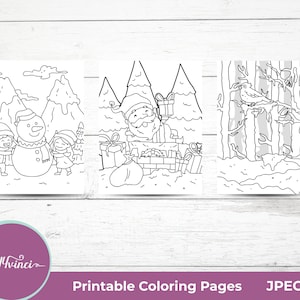 Three Printable Christmas Coloring Pages - JPEG - Personal & Commercial ...