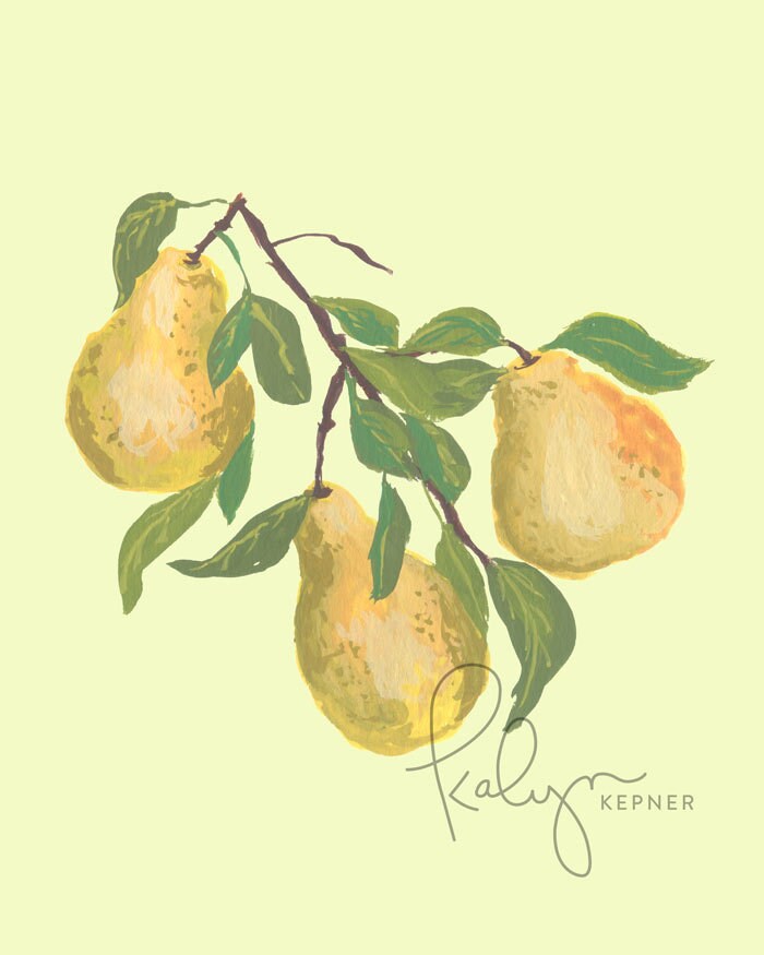 Pear Decor, Pear Print, Kitchen Wall Decor, Pear Artwork, Food Decor ...