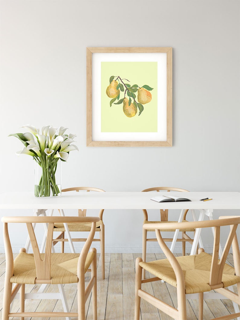 Pear Decor Pear Print Kitchen Wall Decor Pear Artwork Food | Etsy