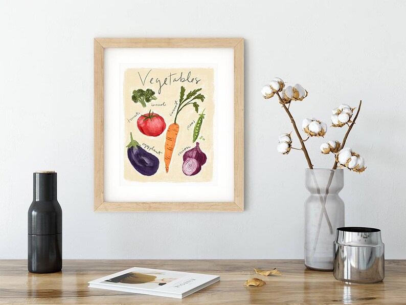 Kitchen Wall Decor, Vegetable Art Print, Vegetable Artwork, Food Decor ...