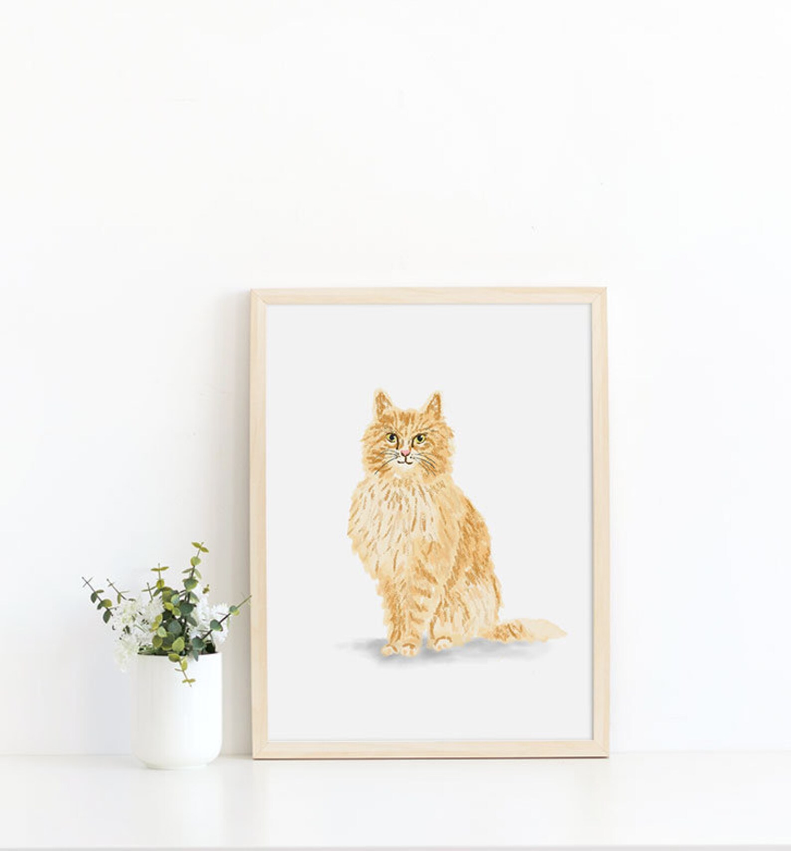 Orange Cat Art Print Cat Illustration Pet Portrait Cat | Etsy