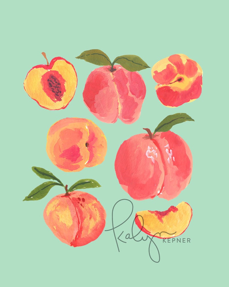 Peach Decor Peach Print Kitchen Wall Decor Peach Artwork | Etsy