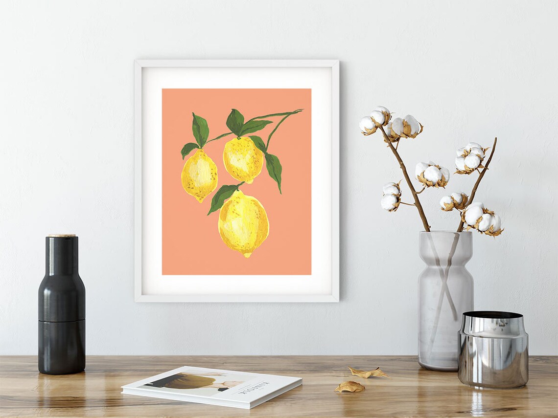Lemon Decor Lemon Print Kitchen Wall Decor Lemon Artwork | Etsy