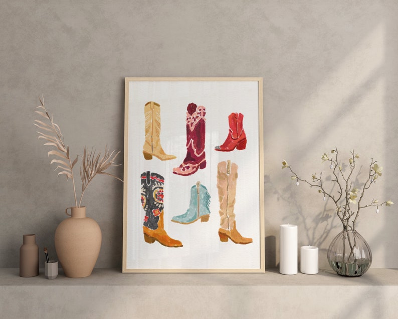 Cowboy Boots Art, Cowgirl Boots Artwork, Country Western Decor Wall ...