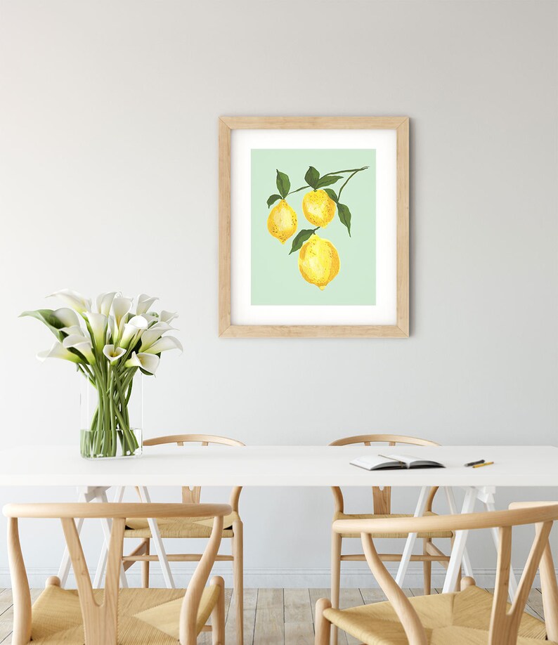 Kitchen Art, Lemon Art Print, Kitchen Wall Decor, Lemon Artwork, Food ...