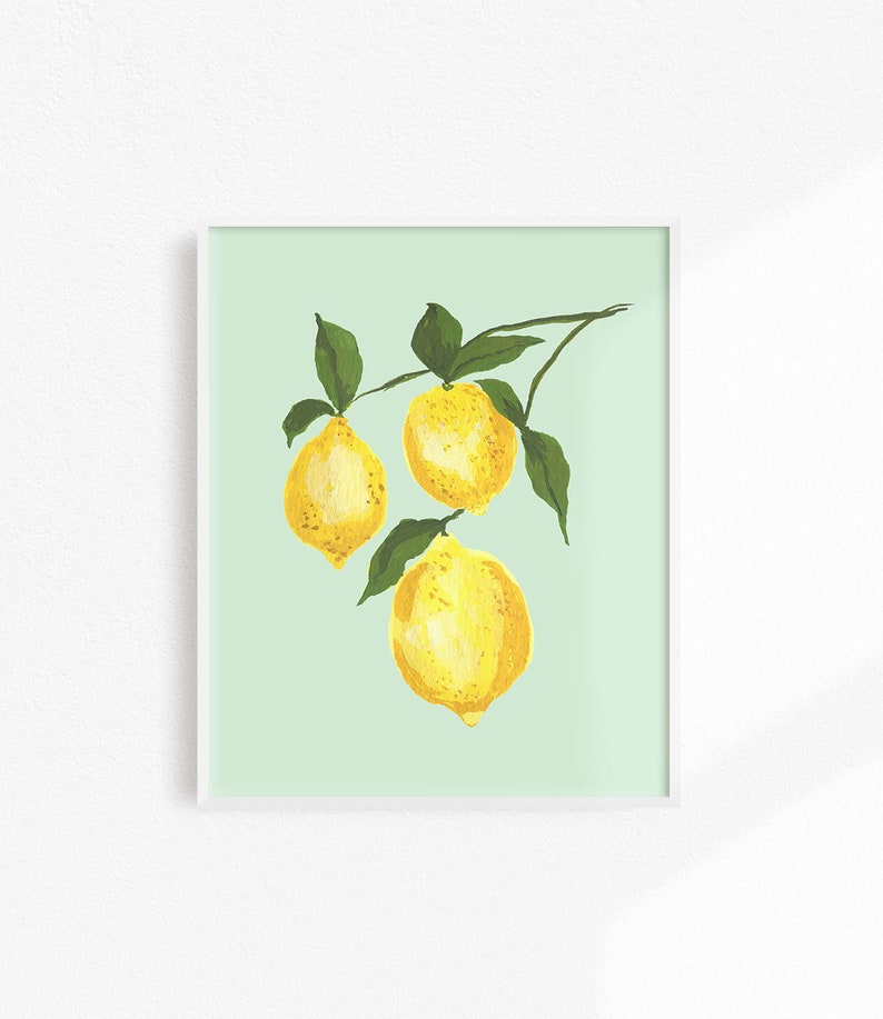 Kitchen Art, Lemon Art Print, Kitchen Wall Decor, Lemon Artwork, Food ...