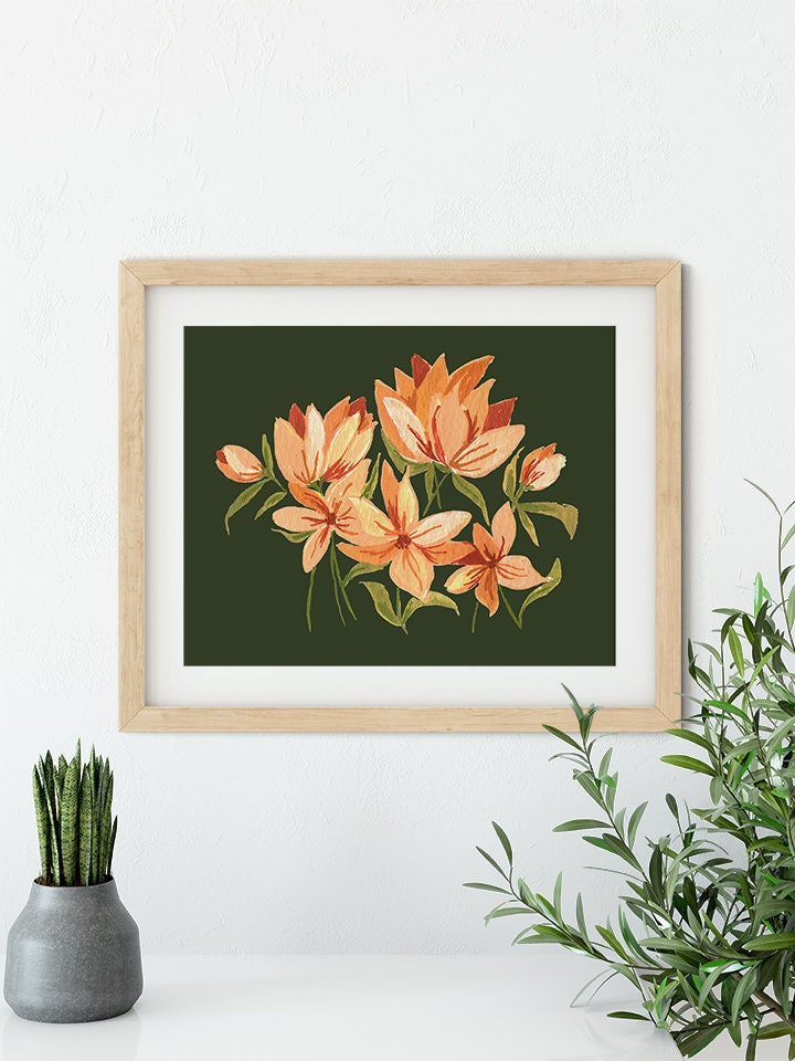 Painted Flower Print Floral Wall Decor Painted Botanical - Etsy