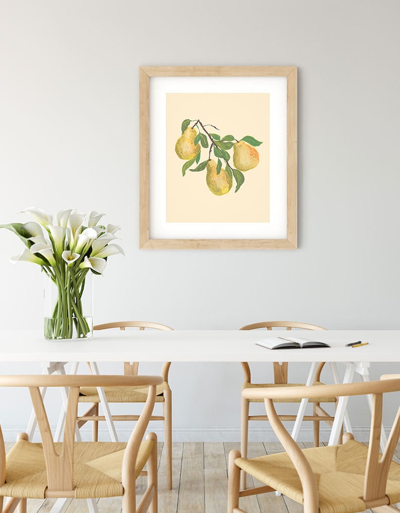 Pear Art Print, Kitchen Decor, Pear Artwork, Food Decor, Fruit Art ...