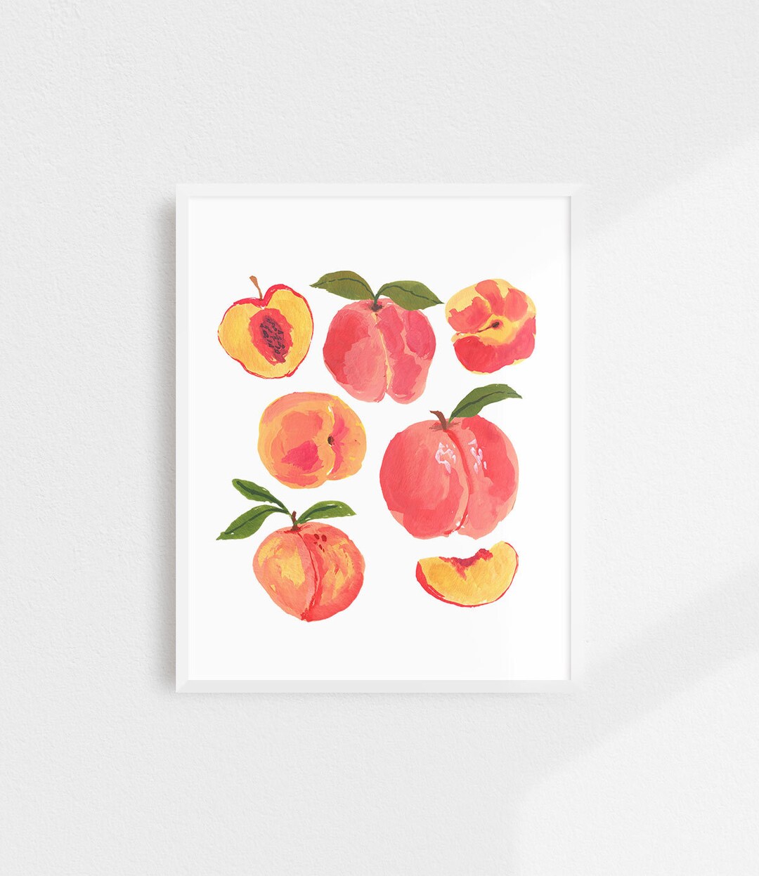 Peach Print, Peach Painting, Kitchen Decor, Peach Artwork, Food Decor ...