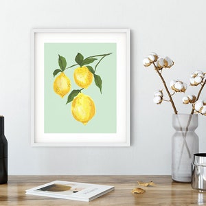 Kitchen Art, Lemon Art Print, Kitchen Wall Decor, Lemon Artwork, Food ...