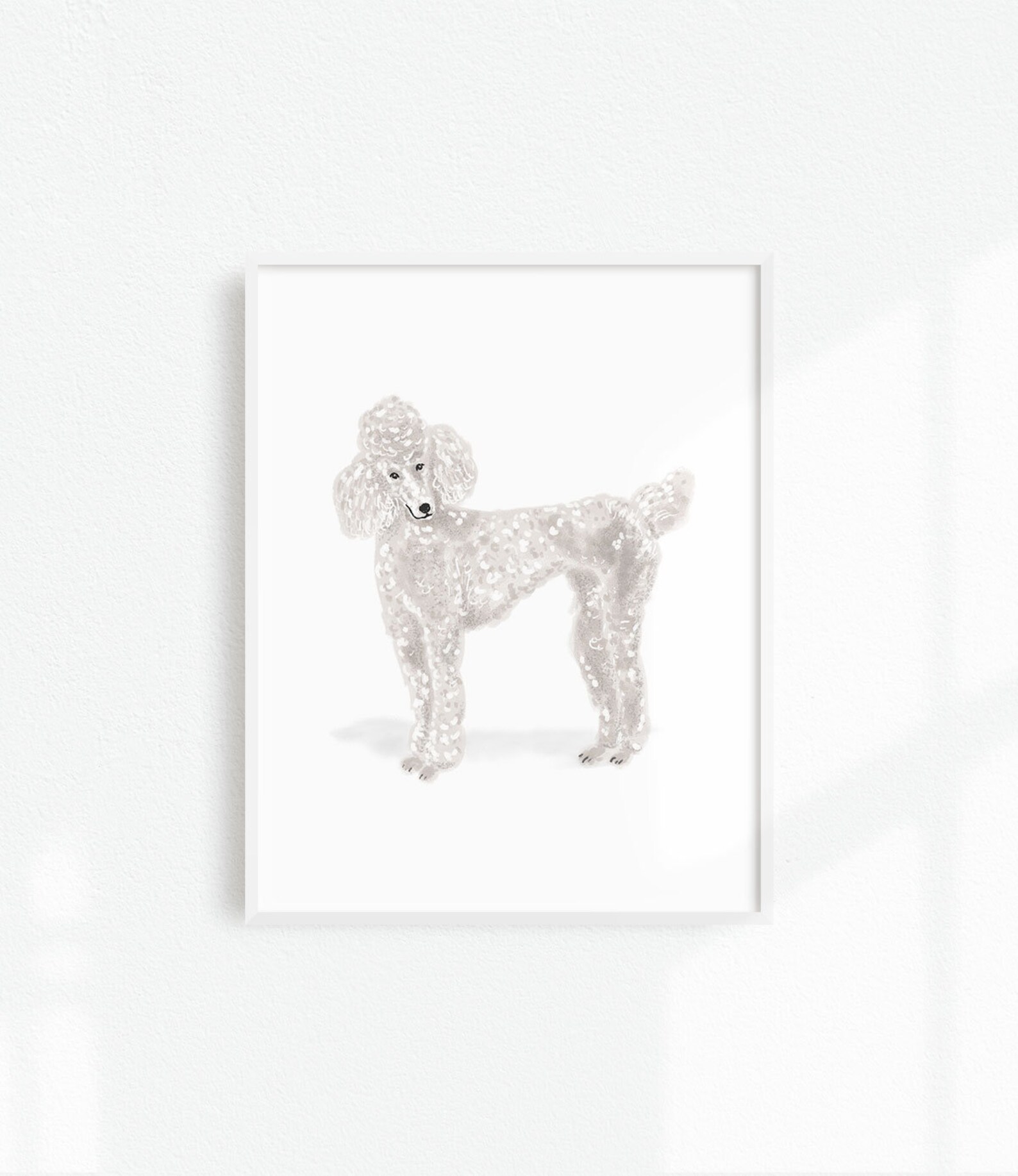 Gray Poodle Art Print, Standard Poodle Illustration, Pet Portrait ...