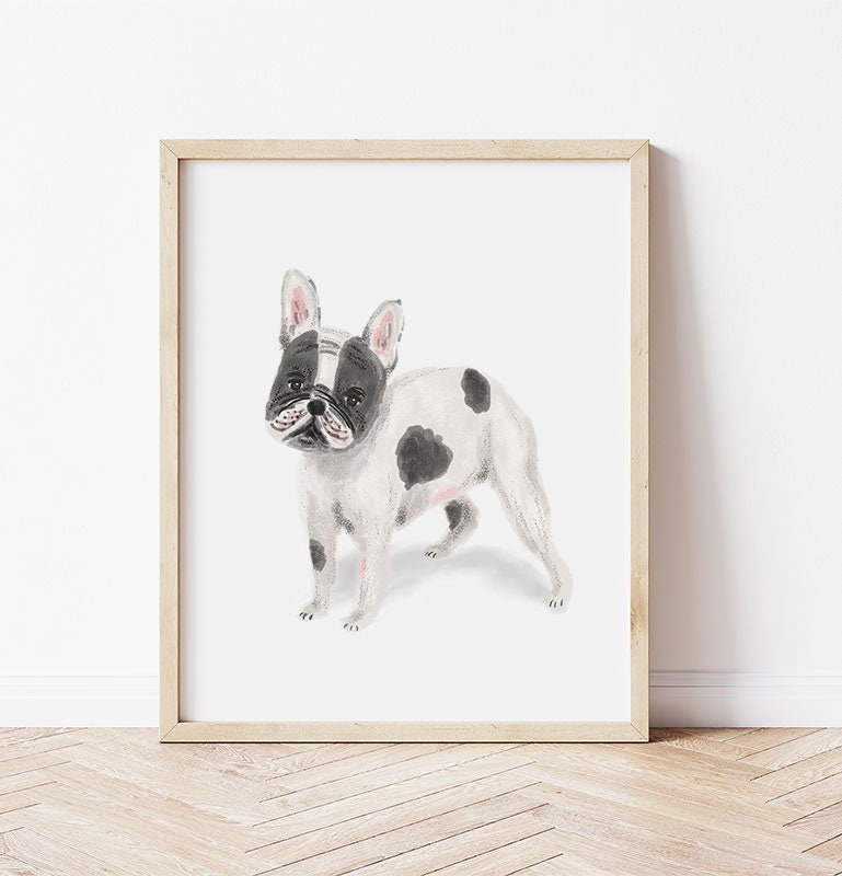 French Bulldog Art Print Frenchie Dog Portrait French | Etsy