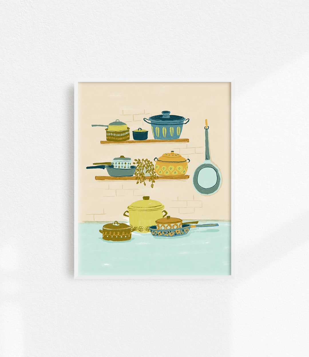 Kitchen Wall Art, Vintage Cookware Art Print, Midcentury Kitchen ...