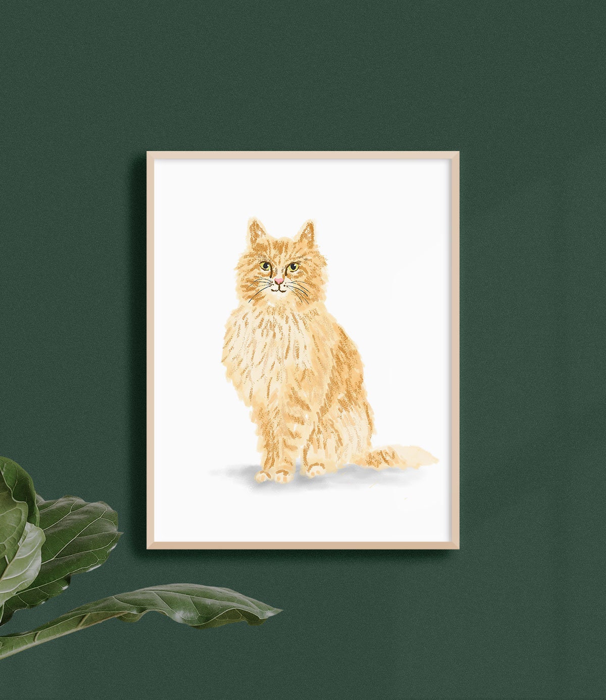 Orange Cat Art Print, Cat Illustration, Pet Portrait, Cat Artwork ...