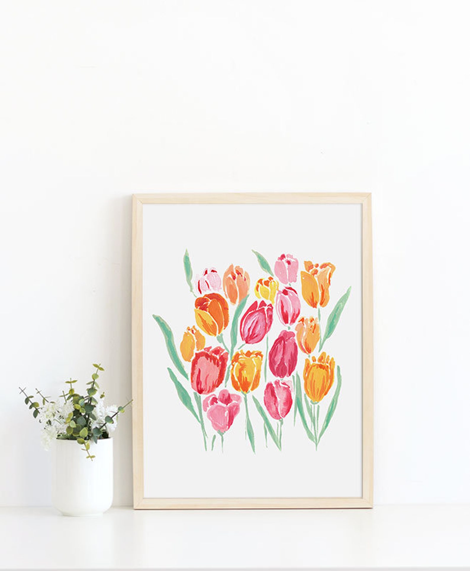 Colorful Tulips Wall Decor Bedroom Wall Art Tulips Flower | Etsy
