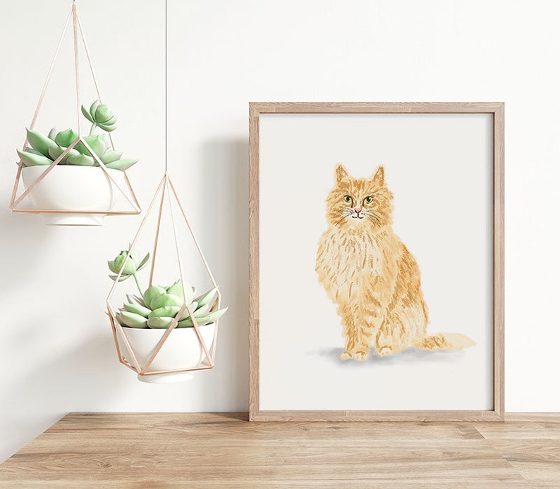 Orange Cat Art Print Cat Illustration Pet Portrait Cat - Etsy