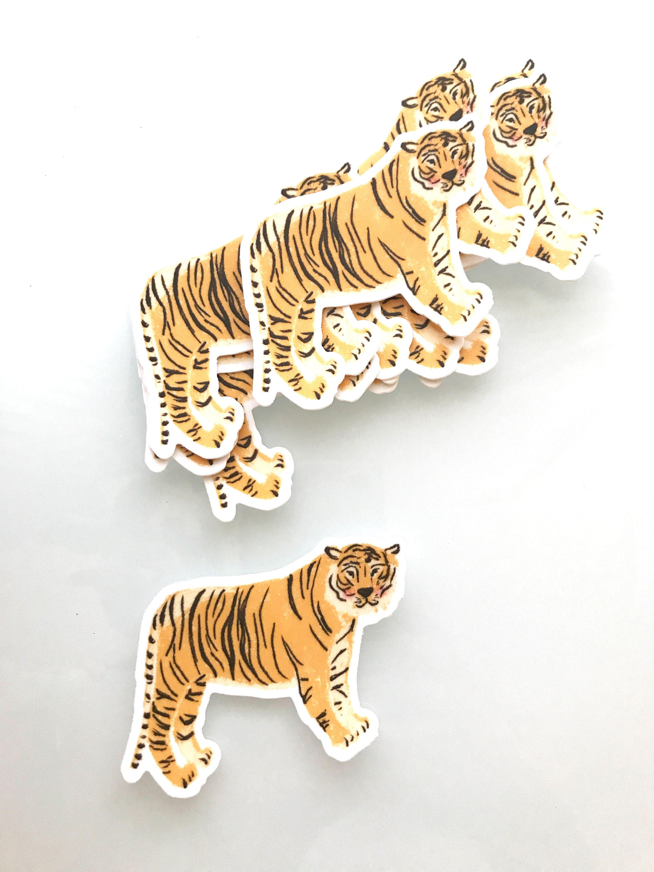 Tiger Sticker, Animal Sticker, Cute Water Bottle Sticker, Orange Tiger ...