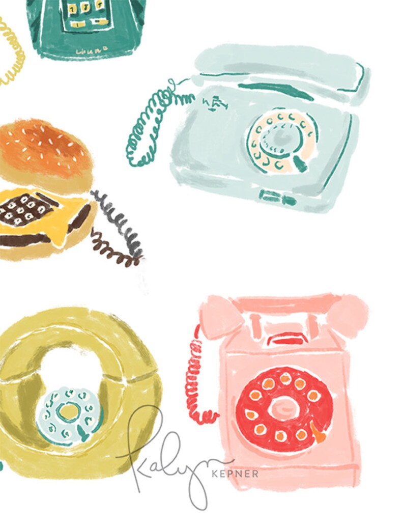 Vintage Phones Wall Art, 1980s Antiques Art Print, 1990s Decor, Vintage ...