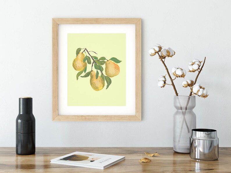 Pear Decor Pear Print Kitchen Wall Decor Pear Artwork Food | Etsy