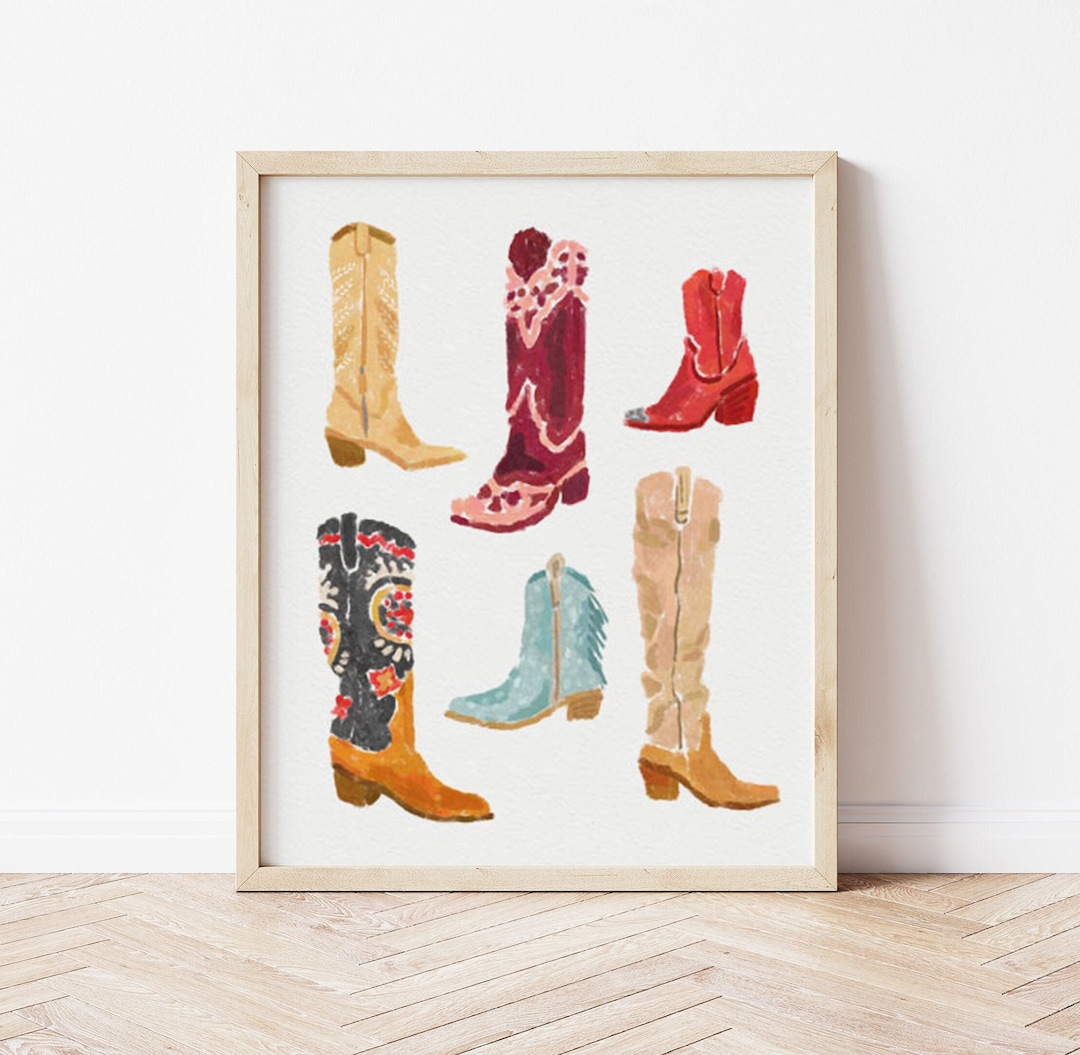 Cowboy Boots Art, Cowgirl Boots Artwork, Country Western Decor Wall ...