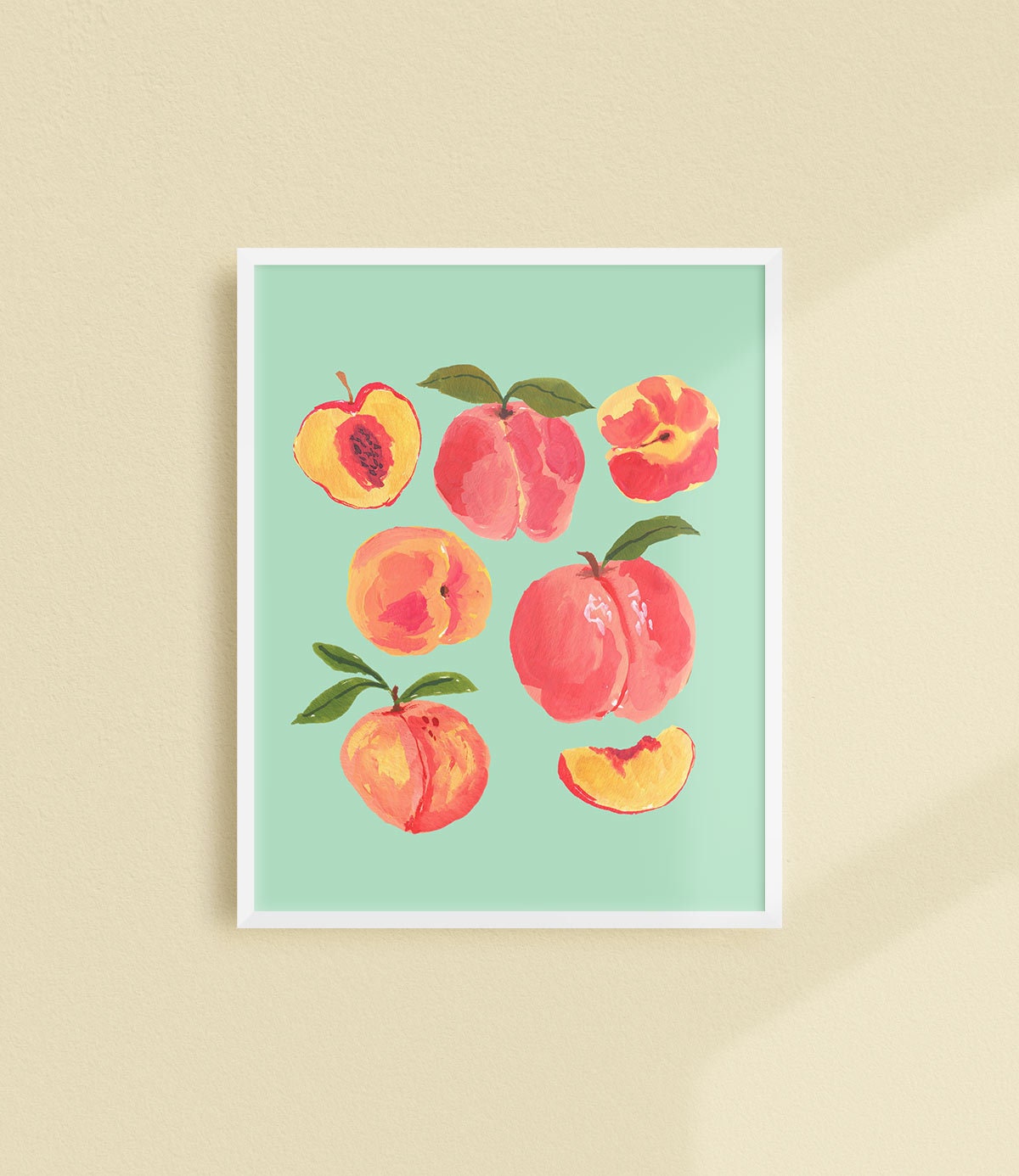 Peach Decor, Peach Print, Kitchen Wall Decor, Peach Artwork, Food Decor ...
