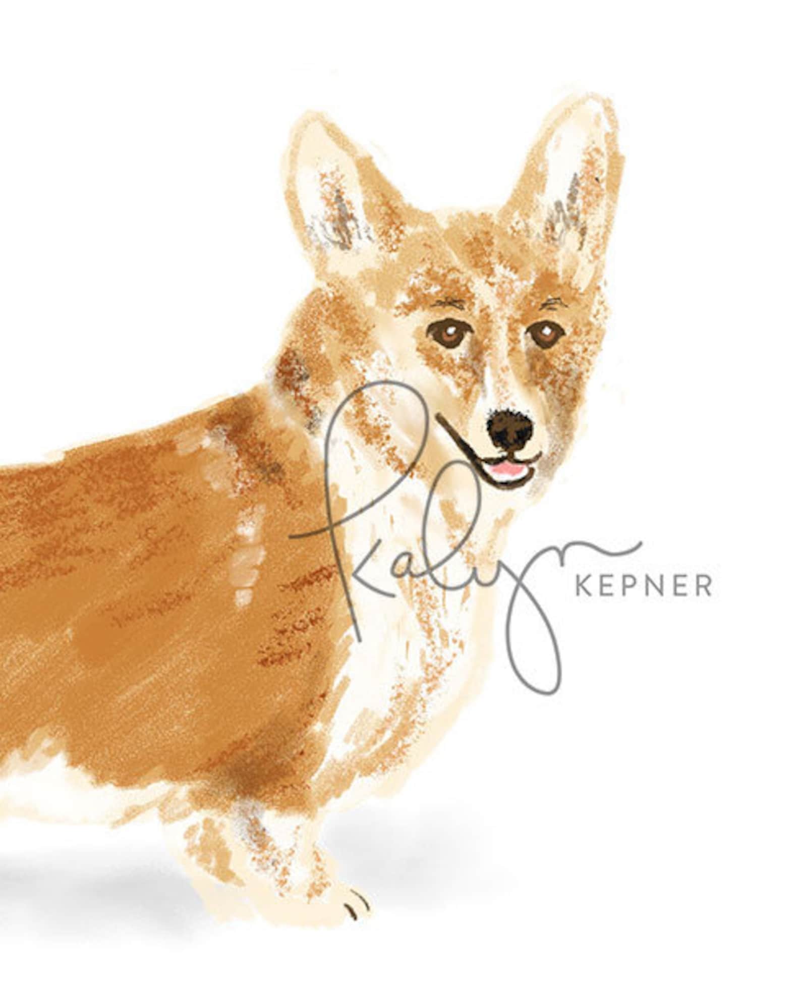 Corgi Art Print, Dog Art, Pet Portrait, Corgi Artwork, Dog Art Print ...