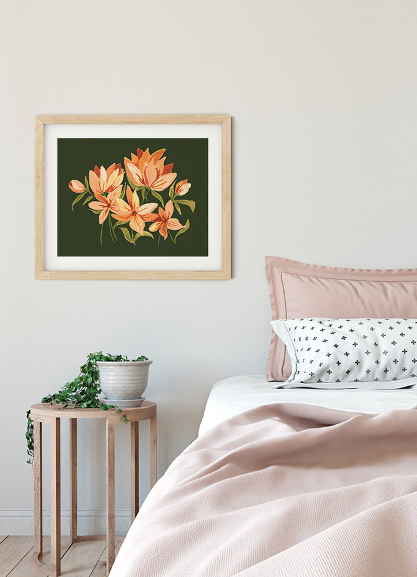 Painted Flower Print, Floral Wall Decor, Painted Botanical Art, Bedroom ...