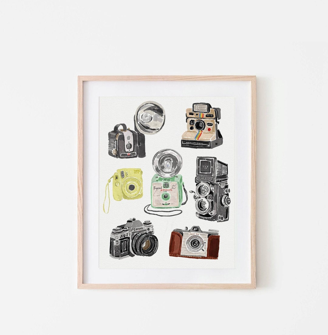 Vintage Camera Art Print, Photographer Gift, Classic Camera Artwork ...
