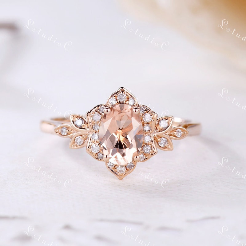 Morganite Vintage Engagement Ring - Etsy