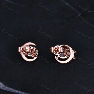 Unique Round Cut Moonstone Earrings Rose Gold Cluster Amethyst Moon ...