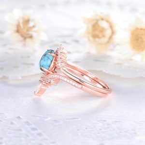 Turquoise Ring Set Rose Gold Turquoise Engagement Ring Set | Etsy