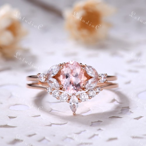 Rose Gold Morganite Engagement Ring Oval Cut Morganite Ring - Etsy